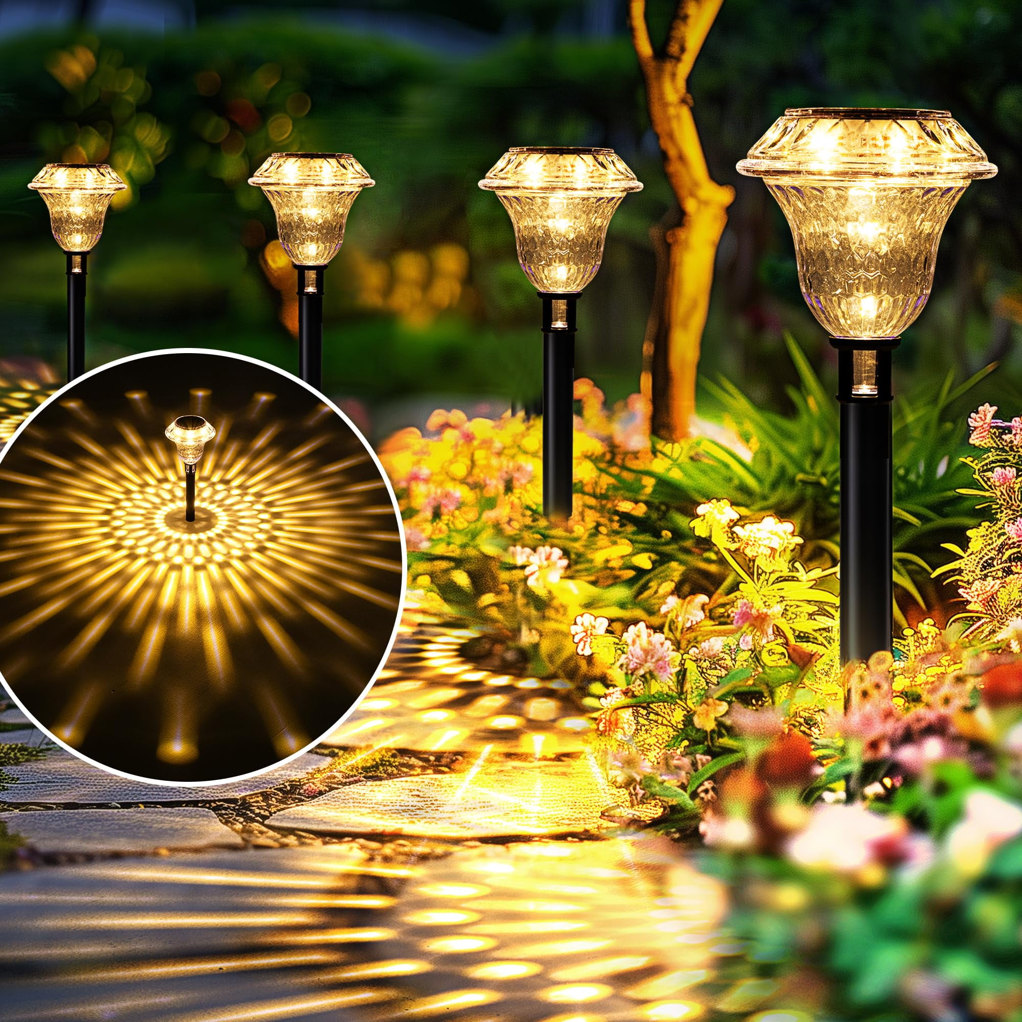 SOLPEX Solar Pathway Lights Garden Decor for Yard, Garden Lights Solar ...