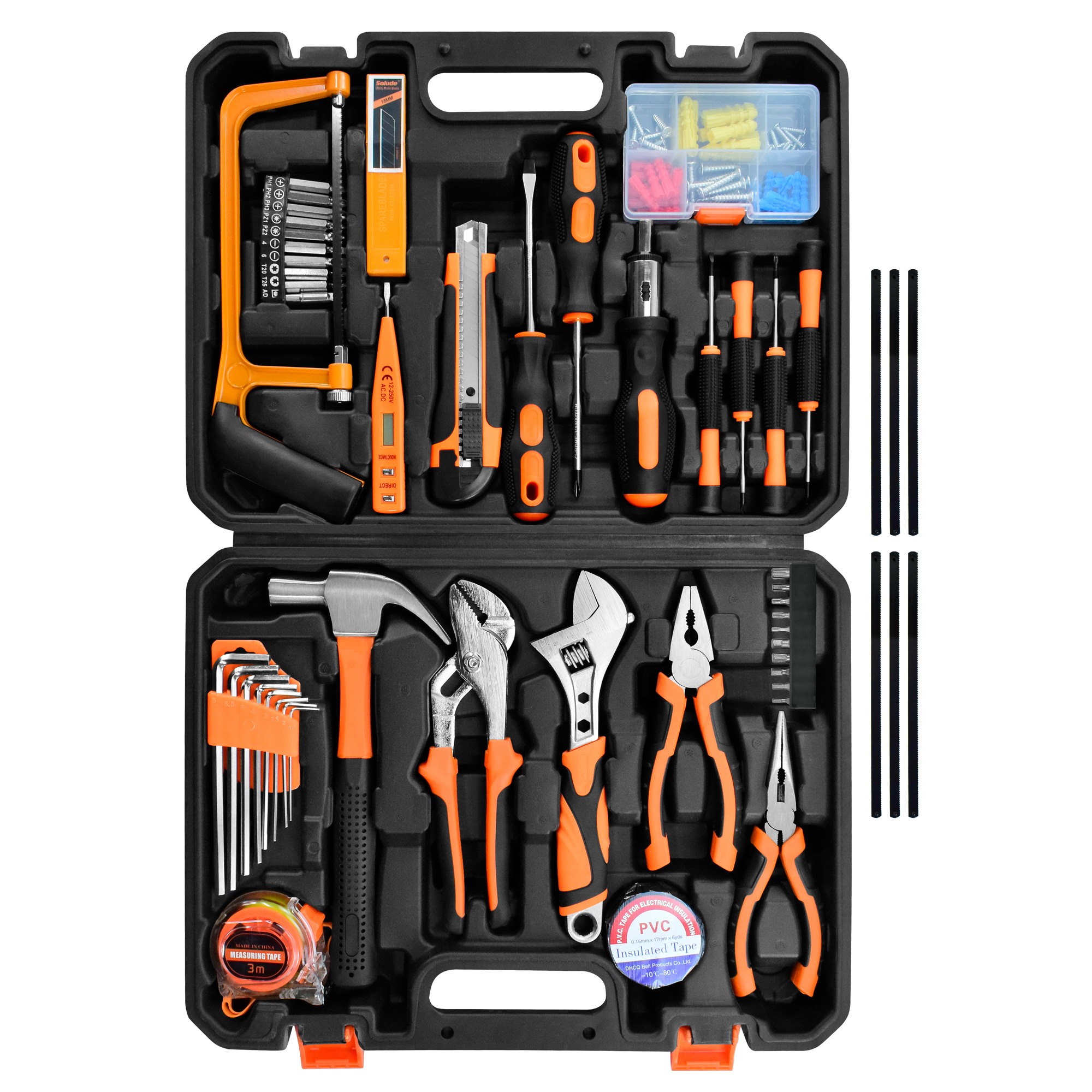 Prostormer 198 Pcs Hand Tool Set DIY Home Repair Kit Car Repair Tool Set Wrench Saw Screwdriver ...
