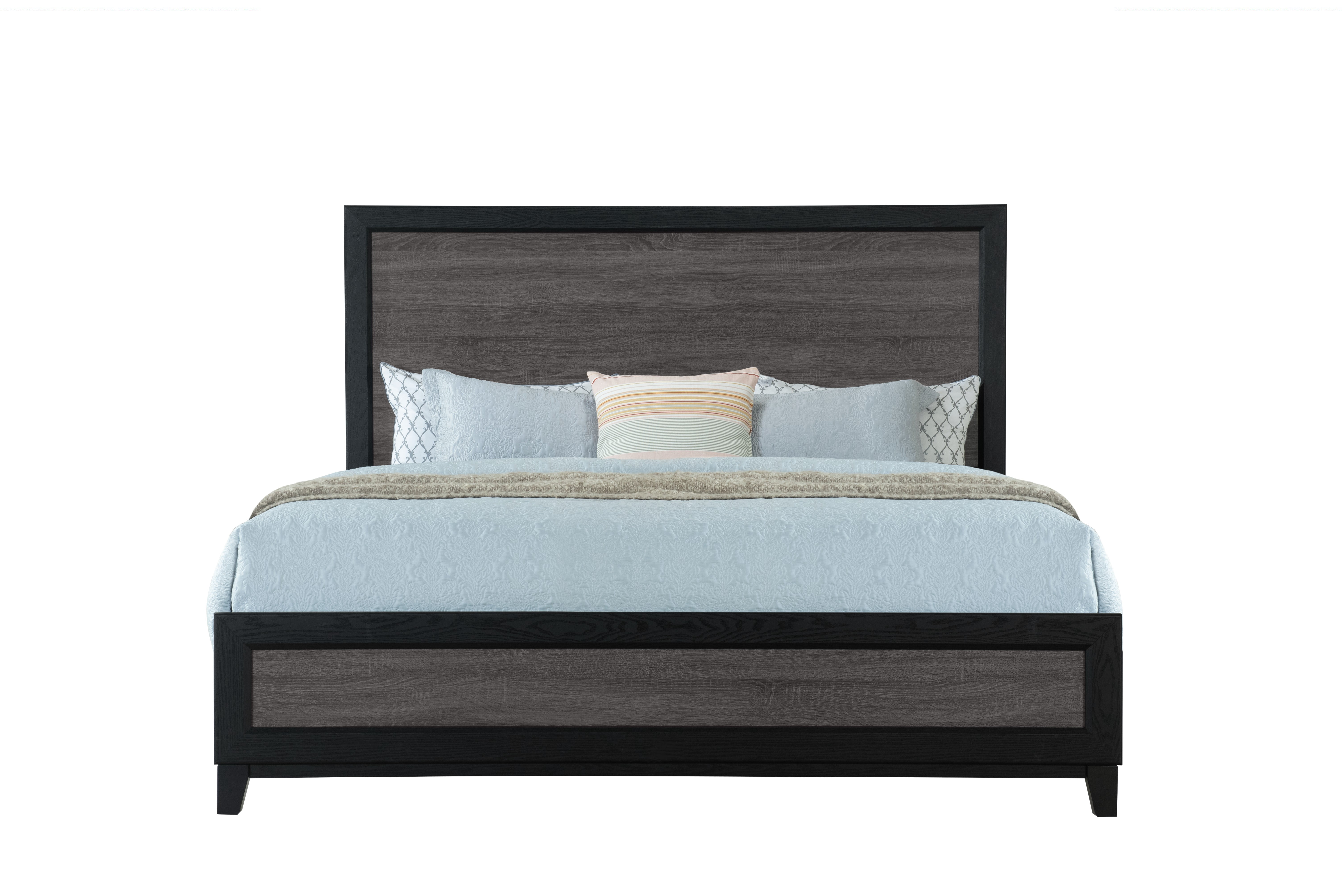 SOLUTO King Bed Frame: Black & Gray Wood, Modern Urban Farmhouse Design ...