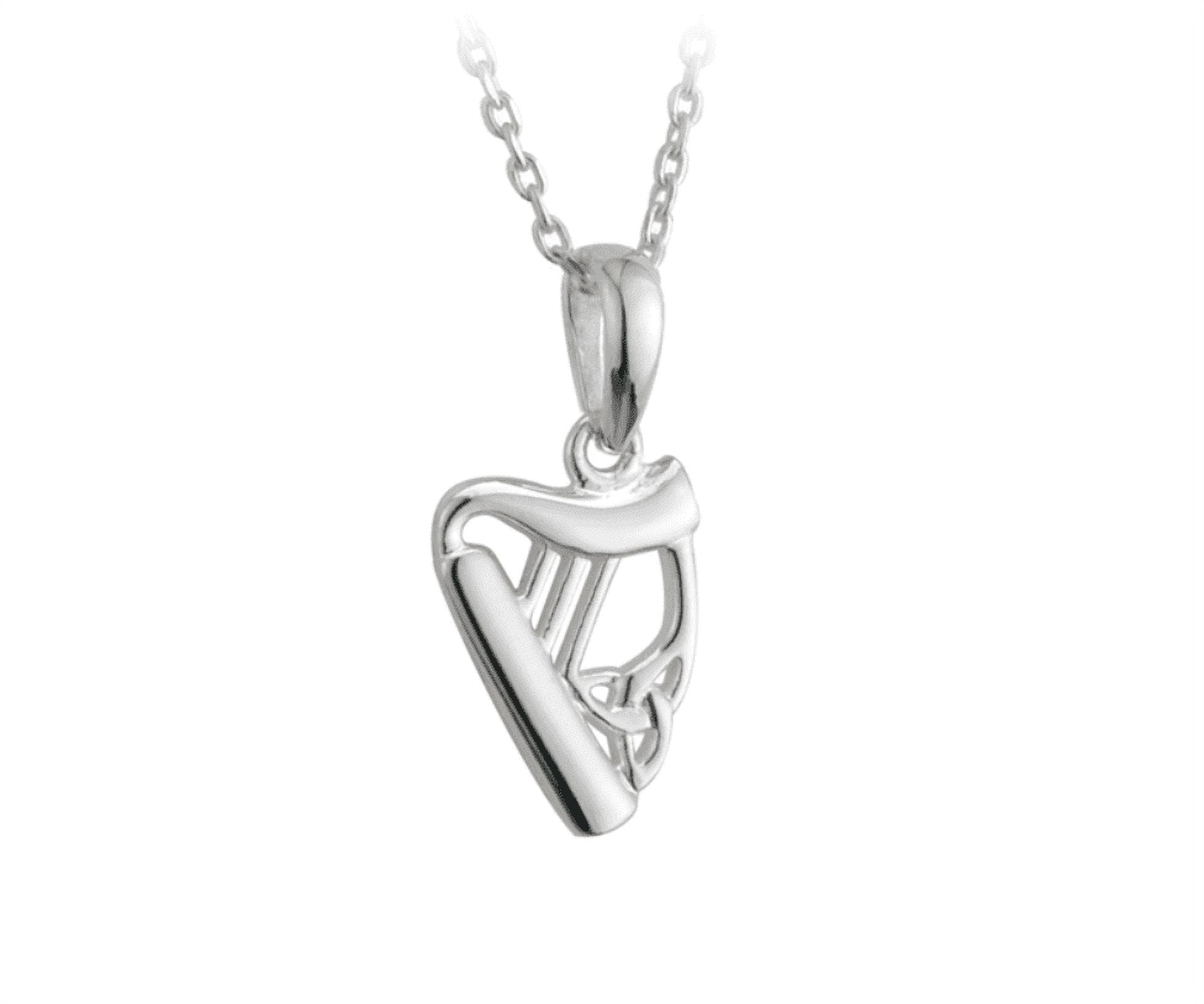 SOLVAR Women's Sterling Silver Harp Trinity Knot Pendant Irish Necklace ...