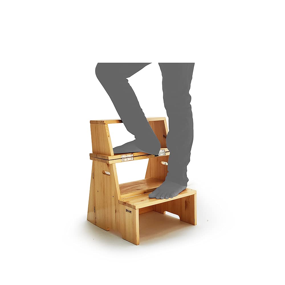 SOLVDINBOX 2 Step Ladder Wooden Premium Heavy Folding Ladder Portable ...
