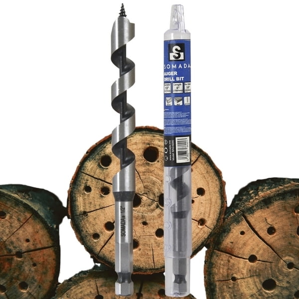SOMADA 1/2-Inch x 6-Inch Auger Drill Bit for Wood, Quick Change Hex ...
