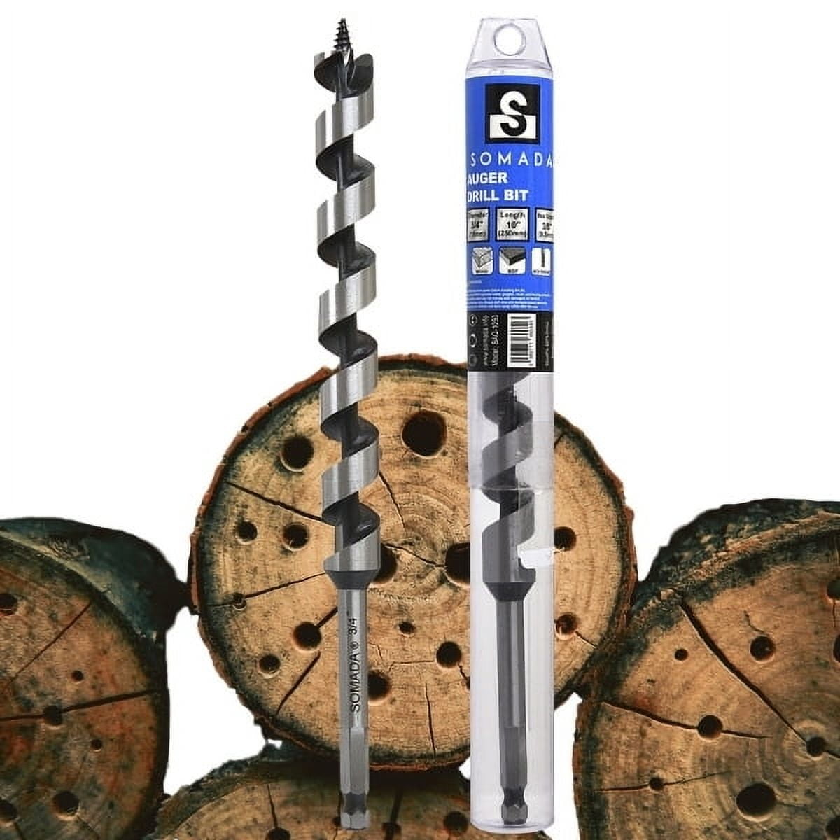 SOMADA 3/4-Inch x 10-Inch Auger Drill Bit for Wood, Quick Change Hex ...