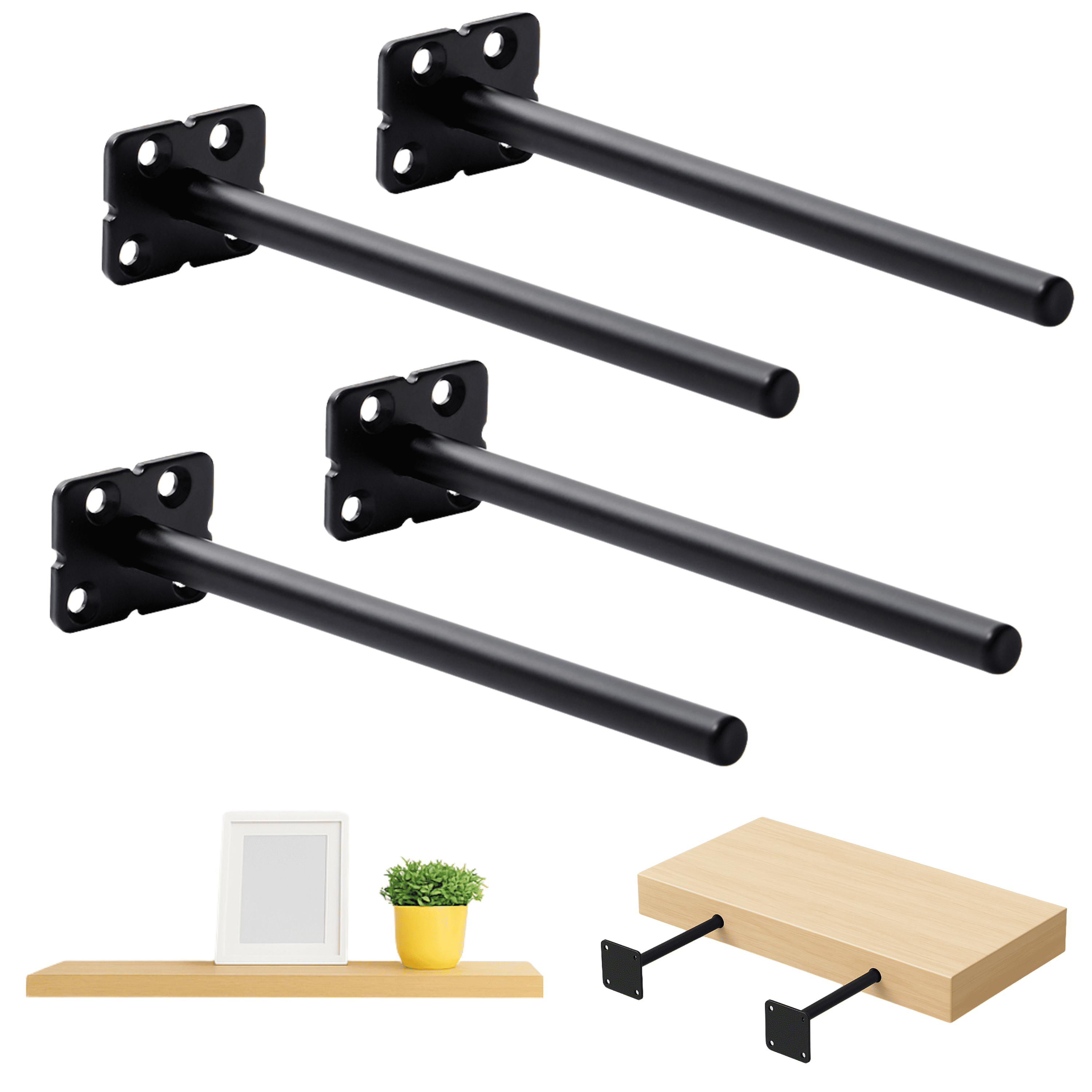 SOMADA 8 Inch Floating Shelf Brackets, 4 Pack Invisible Heavy Duty ...