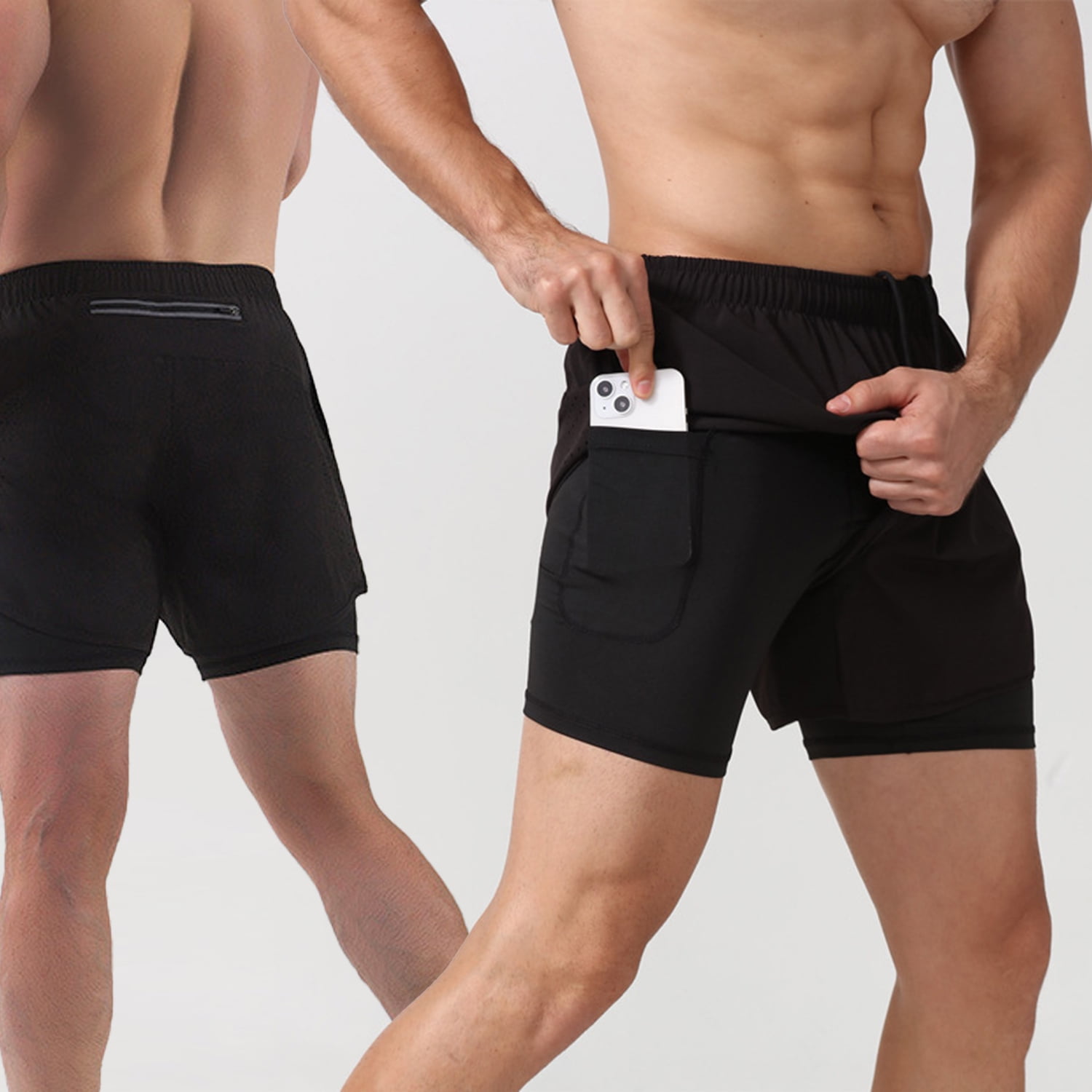 SOMER Men’s 2 in 1 Running Shorts Quick Dry Gym Athletic Workout Shorts ...