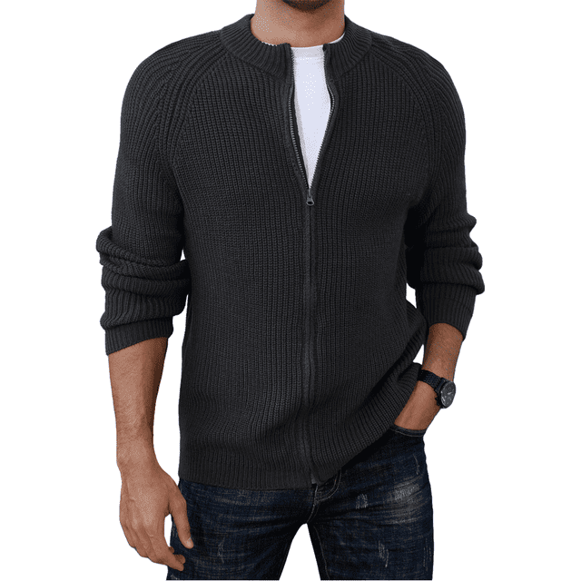 SOMER Men's Cardigan Sweaters Jackets Full Zip Up Long Sleeve Slim Fit ...