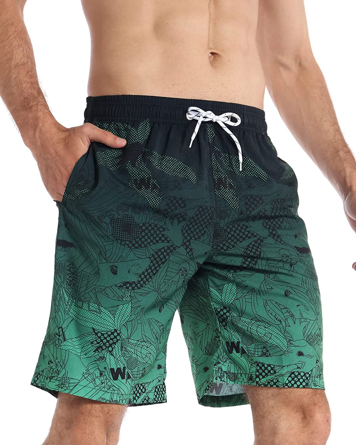 SOMER Men's Long Swim Trunks, Quick Dry Bathing Suit with Mesh Lining ...