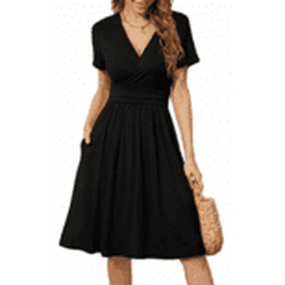 SOMER Summer Dress for Women Short Sleeve Casual Mini Sundress V Neck ...