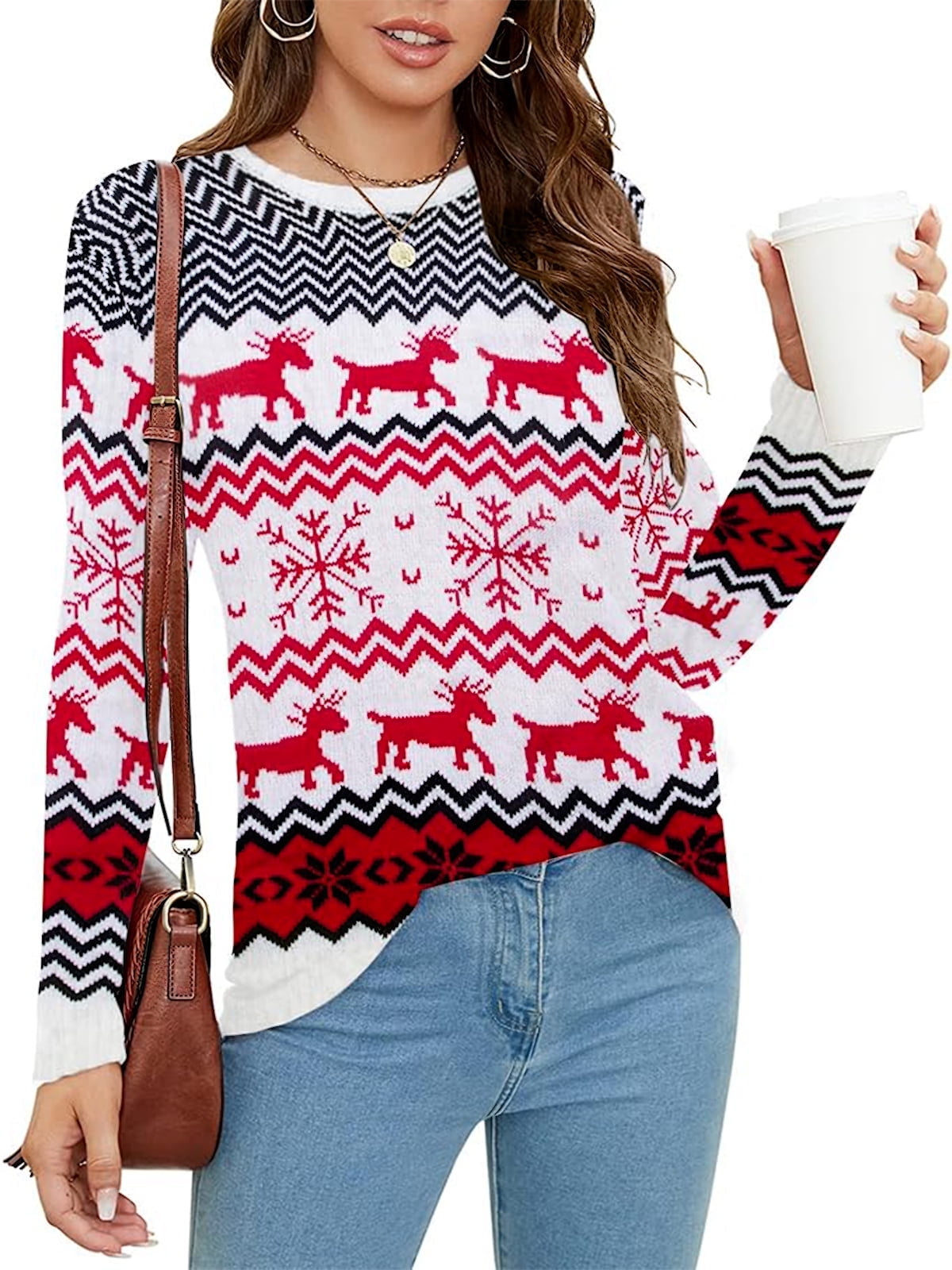 SOMER Women Ugly Christmas Sweater Family Couples Warm Thick Casual ...