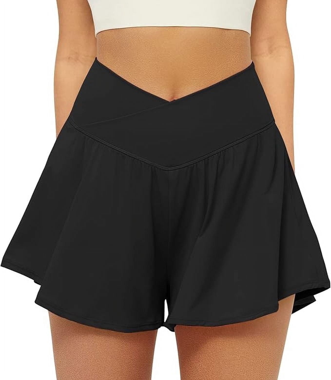 SOMER Women Gym Shorts Athletic Workout Biker Shorts 2 in 1 Crossover ...