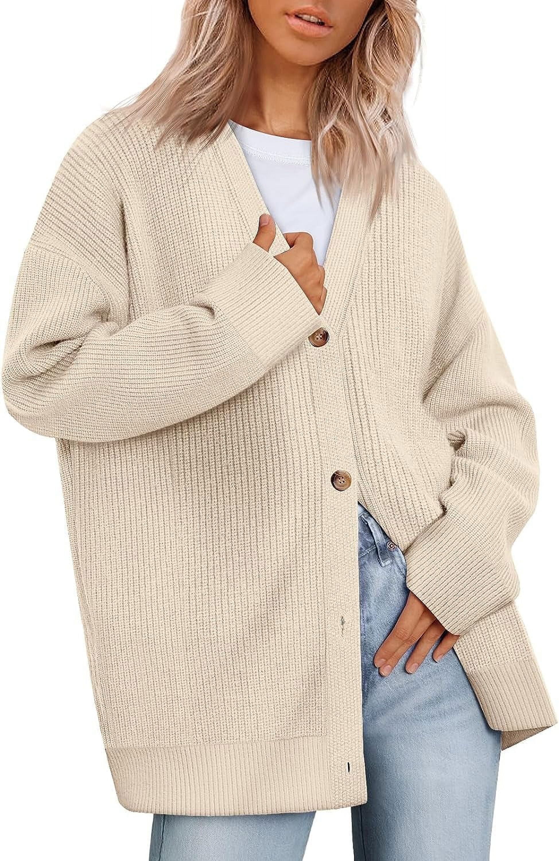 SOMER Women's Cardigan Open Front Oversized Button Lightweight Trendy ...