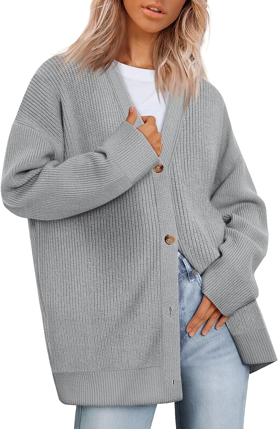 Somer Womens Cardigan Open Front Oversized Button Lightweight Trendy