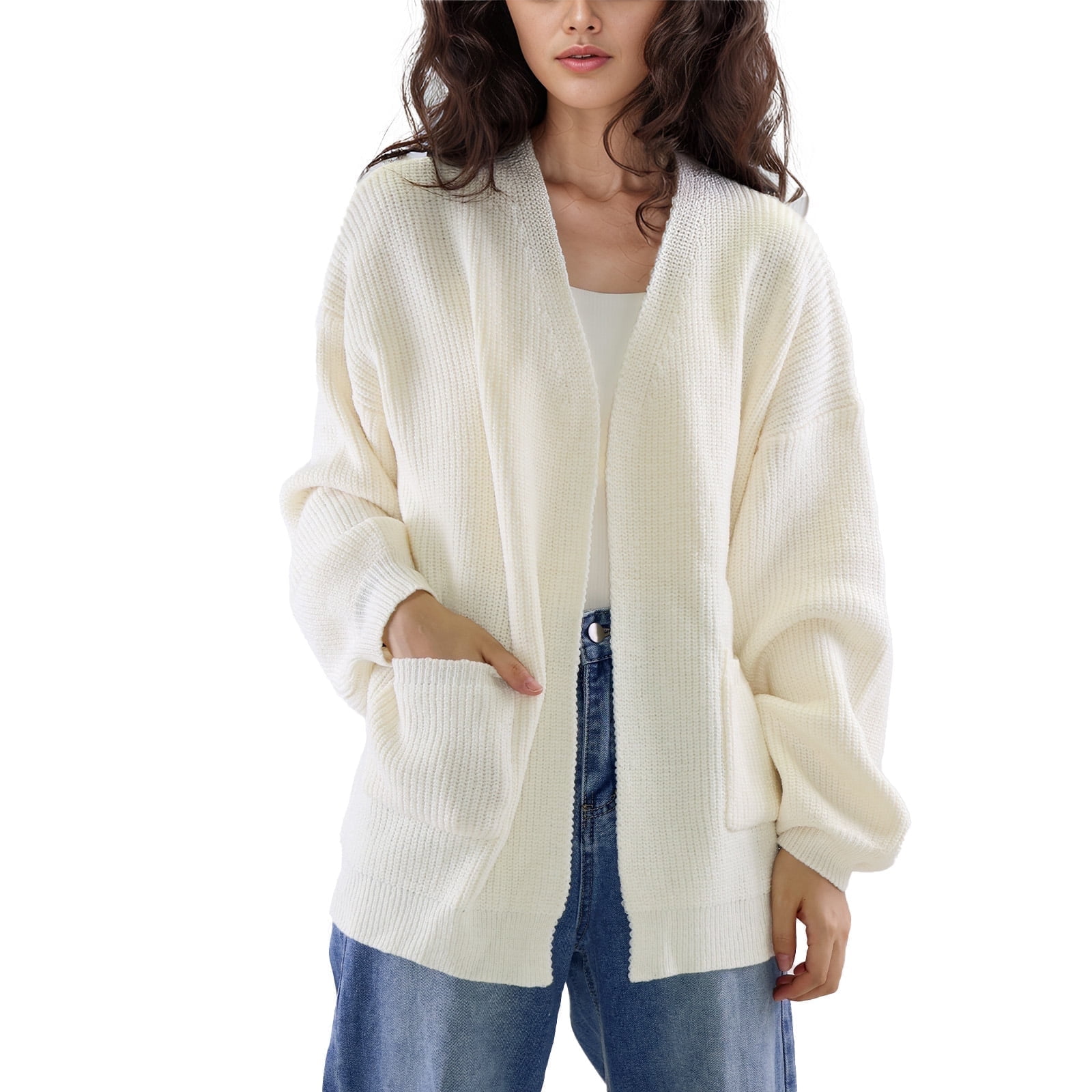 SOMER Women's Cardigan Sweaters Lantern Sleeve Open Front Oversized ...