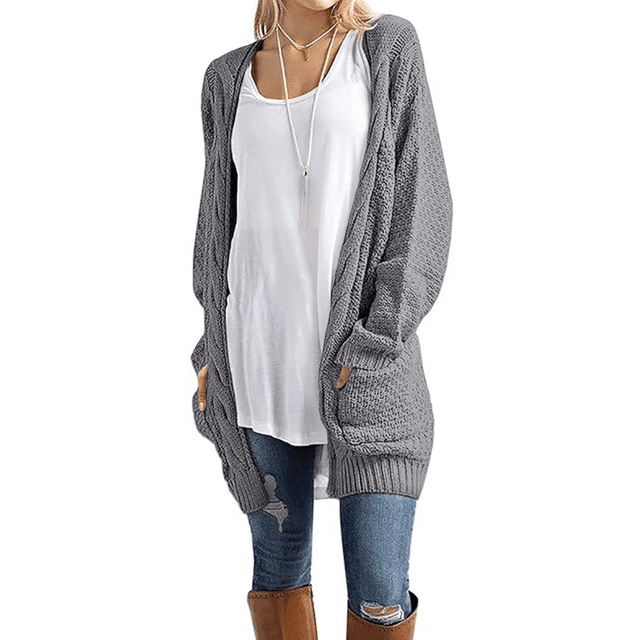 SOMER Women's Cardigan Sweaters Long Sleeve Open Front Chunky Cable ...