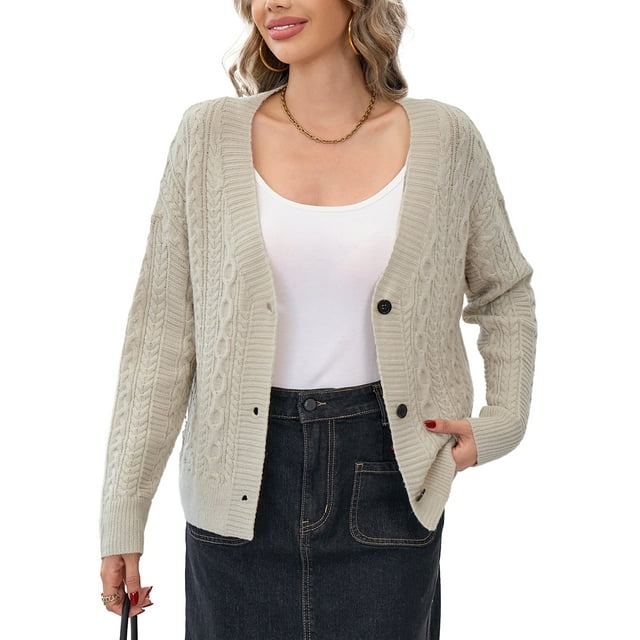 SOMER Women's Cardigan Sweaters 2024 Fall Long Sleeve Tops for Women V ...