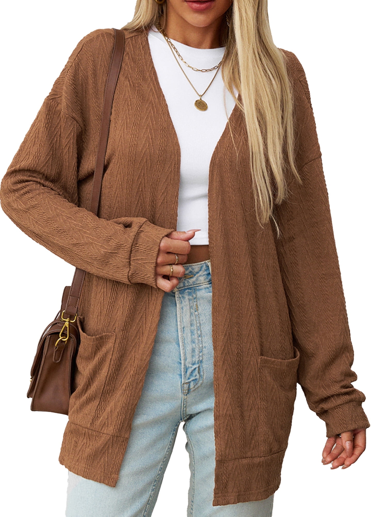 SOMER Women's Cardigans Long Sleeve Open Front Casual Loose Fit Knit ...