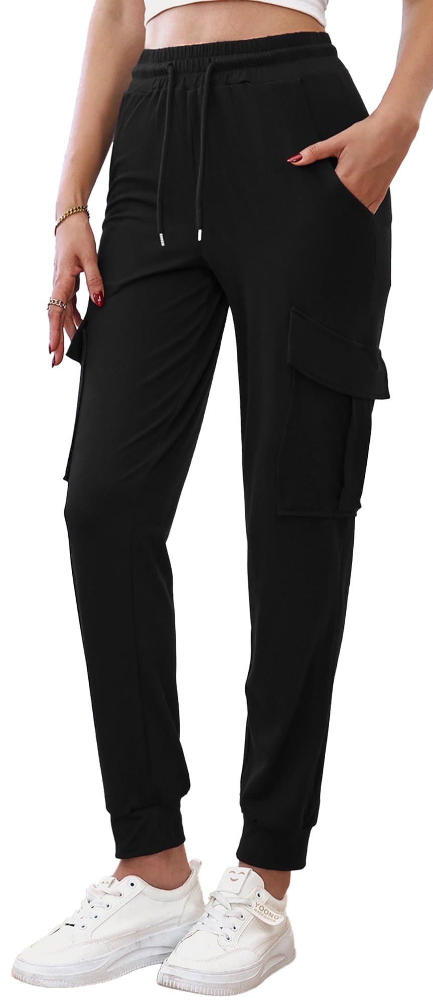 SOMER Women's Cargo Sweatpants Joggers Pants Lightweight Comfy Lounge Drawstring Workout Pants ...