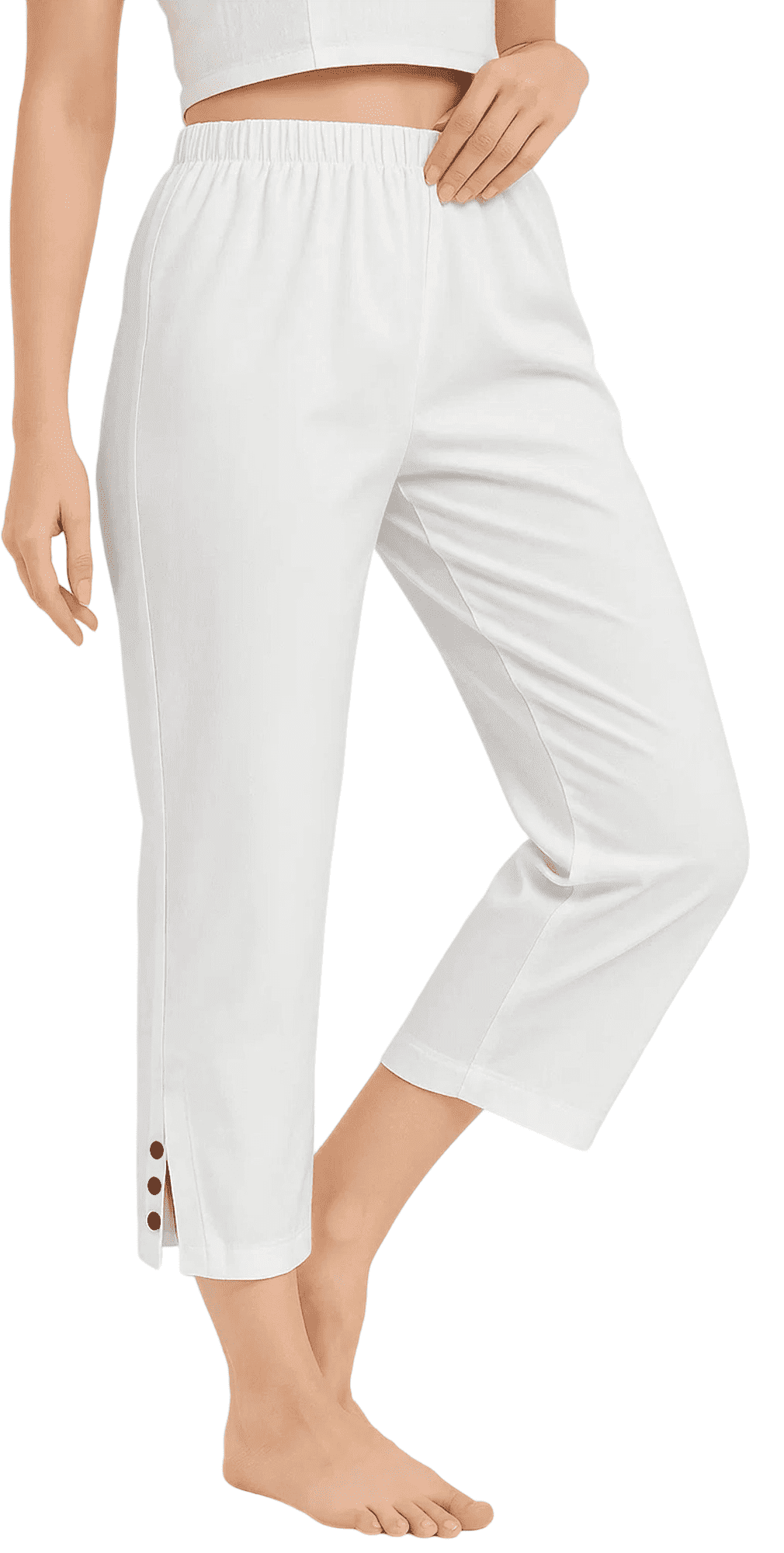 SOMER Capri Pants for Women Casual Cropped Linen Pants Women with Side ...