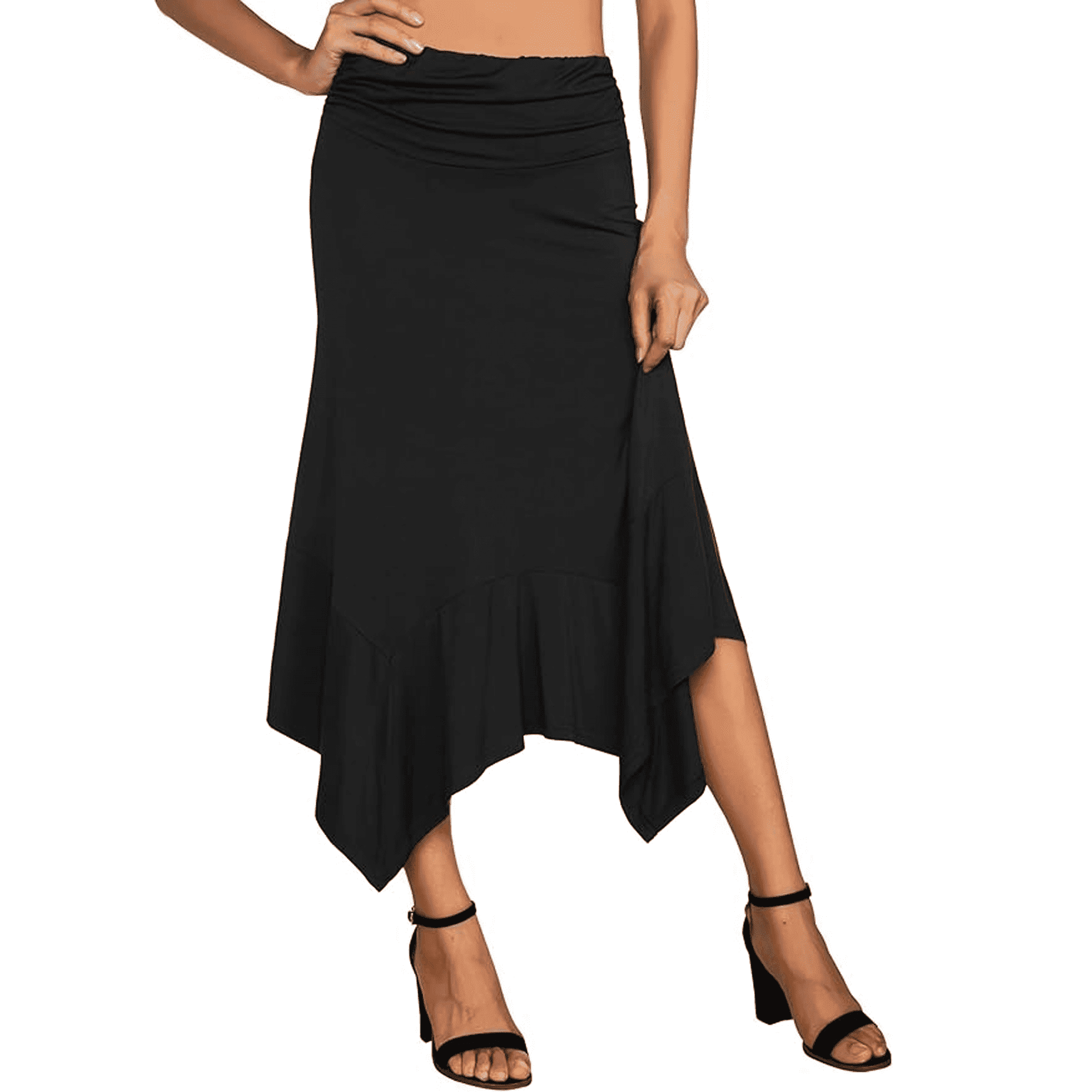SOMER Skirts For Women High Waist Asymmetrical Hem Midi Skirt A-Line ...