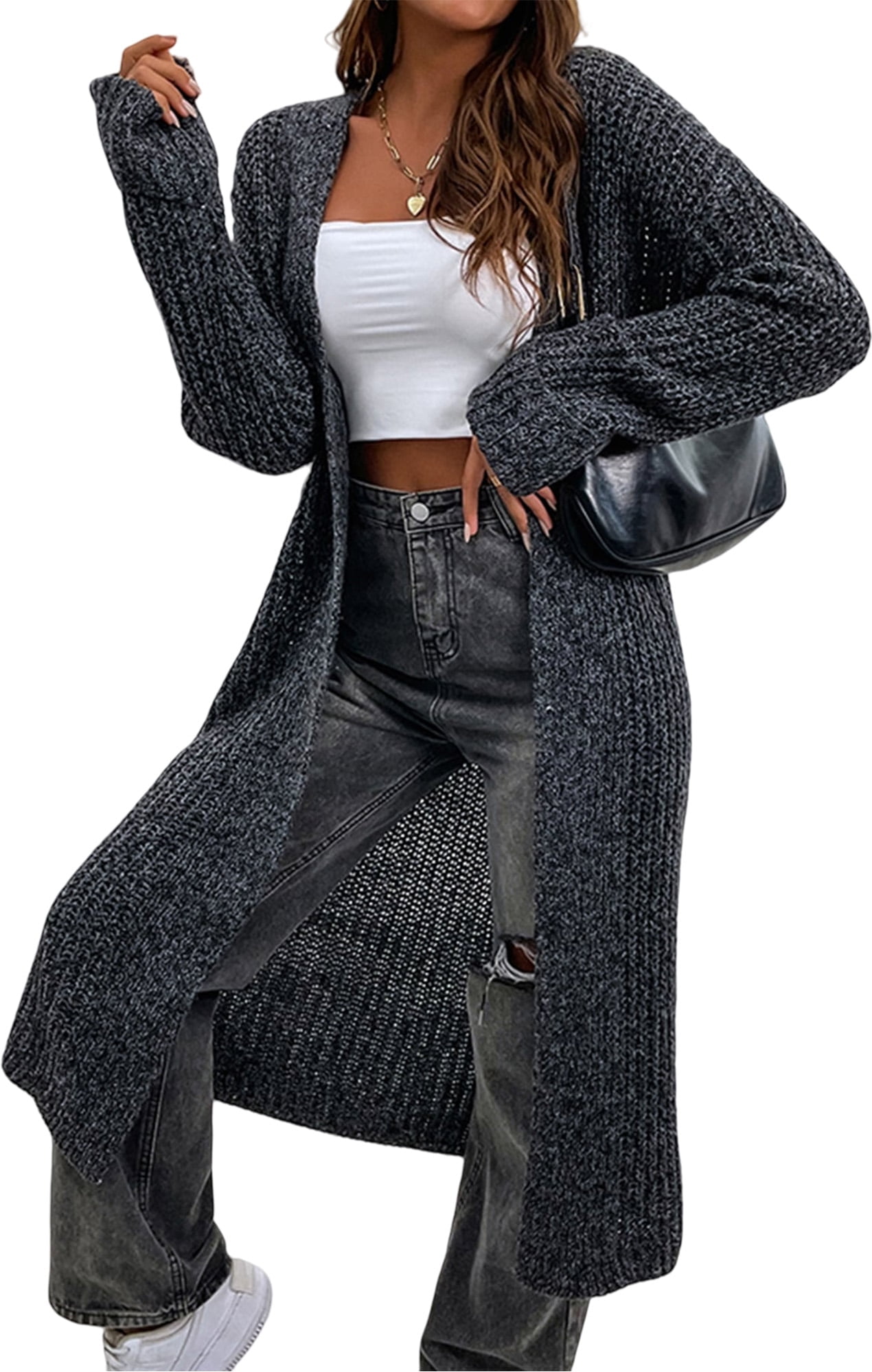 SOMER Women's Long Cardigan Oversized Slouchy Knit Chunky Open Front ...
