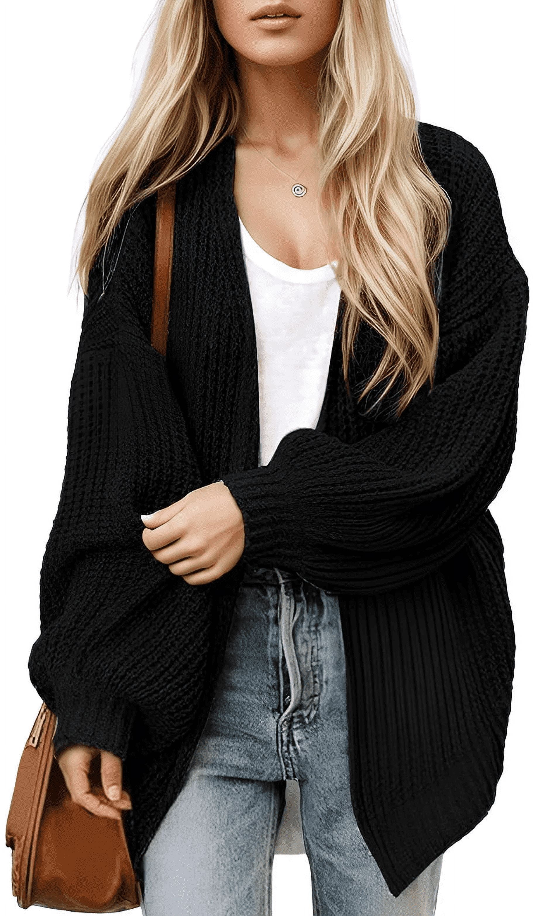 SOMER Women's Cardigan Sweaters Lantern Sleeve Open Front Oversized ...
