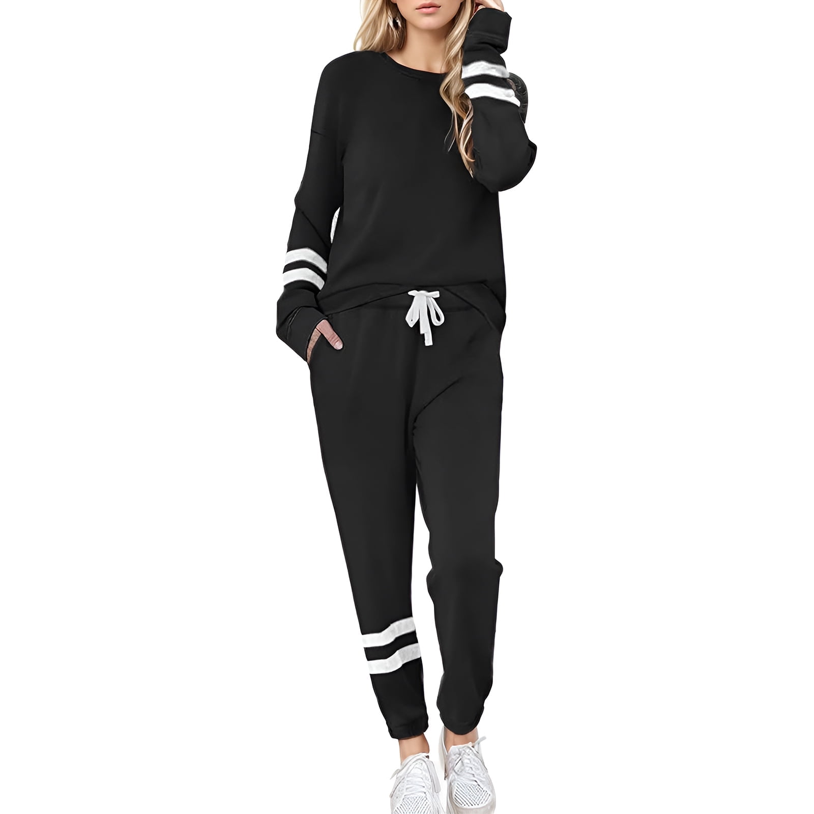 SOMER Women's 2 Piece Workout Sets Long Sleeve Jogger Sweatsuit with ...