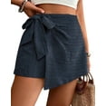 SOMER Women's Dresses Mini Skorts skirts High Waist Wrap Ruffle Elastic Side Tie Style for Beach ...