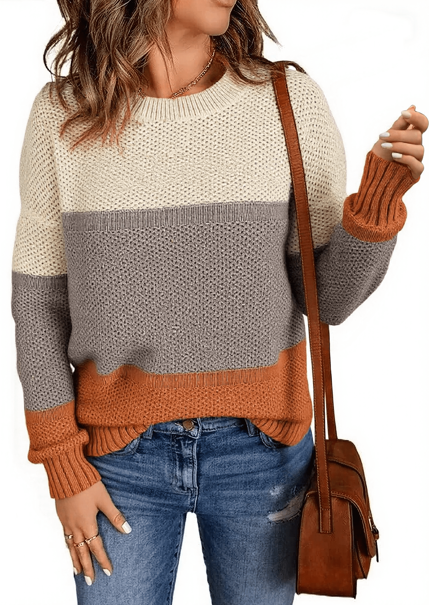SOMER Sweaters for Women Color Block Knit Pullover Sweaters for Women ...