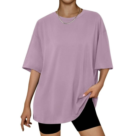Dxzfnsa Womens Oversized Summer T Shirts Fashion Workout Plus Size Tops ...
