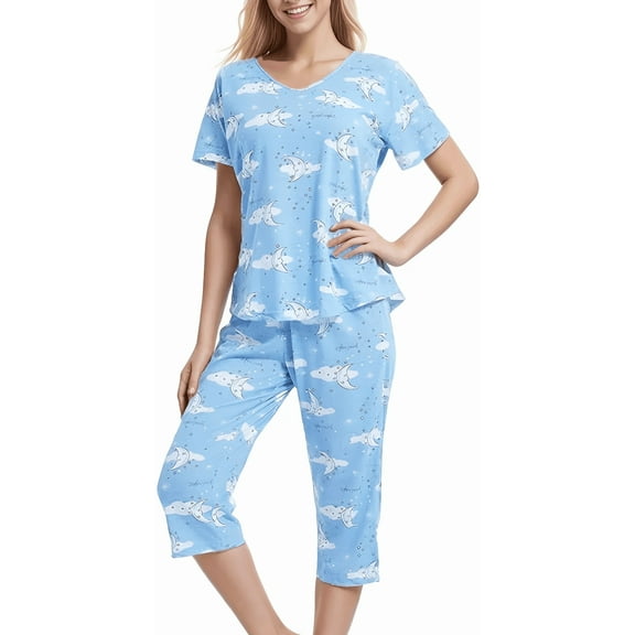 MLDRA Womens Pajama Sets 2 Piece Cotton Lounge Set Lightweight Pj Set ...