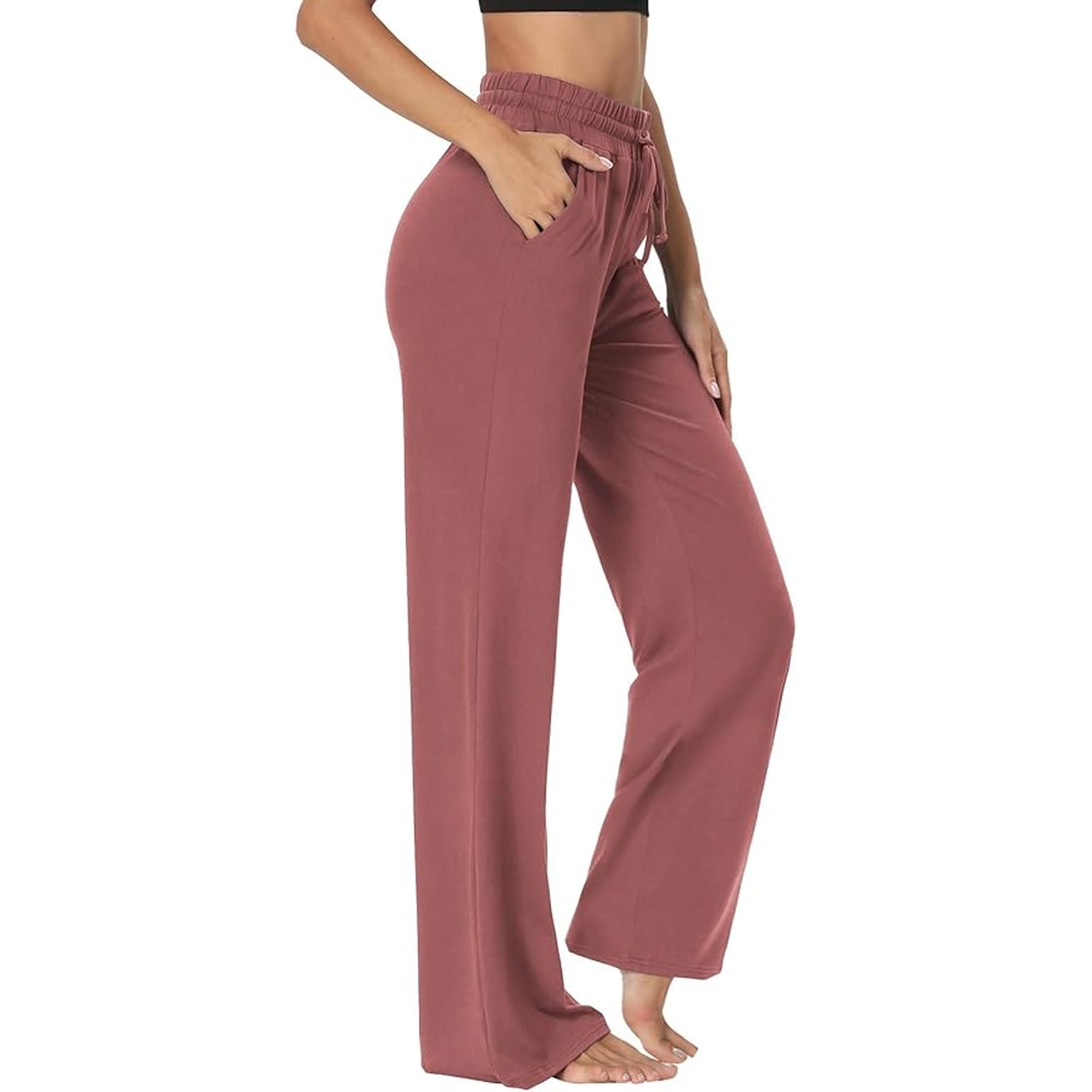 SOMER Womens Yoga Sweatpants Wide Leg Lounge Pajamas Pants Drawstring ...