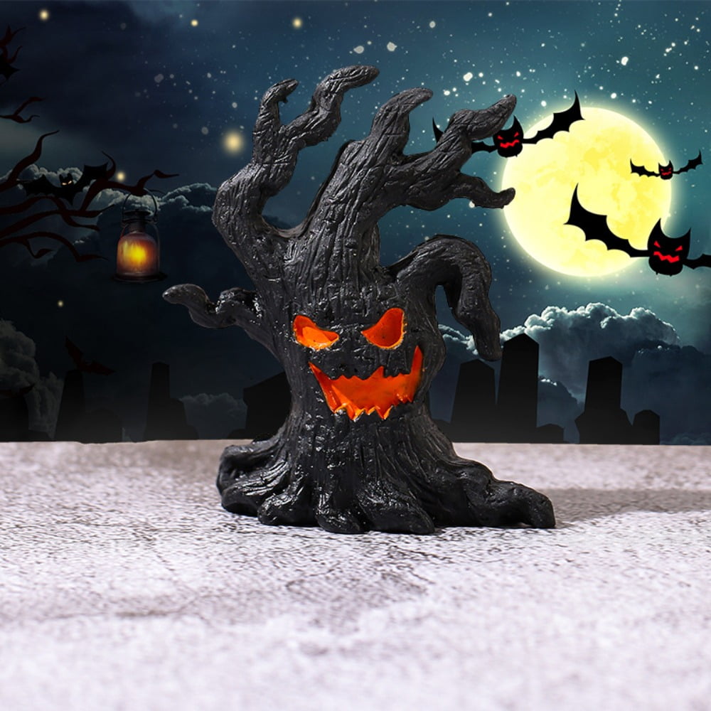 SOMIK 4pcs Halloween Miniature Tree Ghost Figurines Resin Crafts for ...