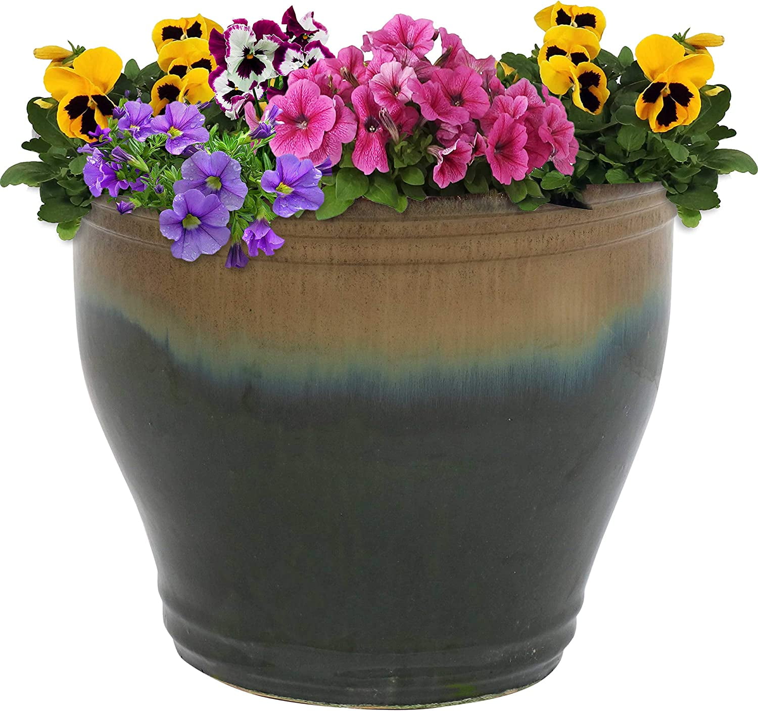SOMOR 15" Large Ceramic Plant Pot - Round Outdoor Glazed Ceramic ...