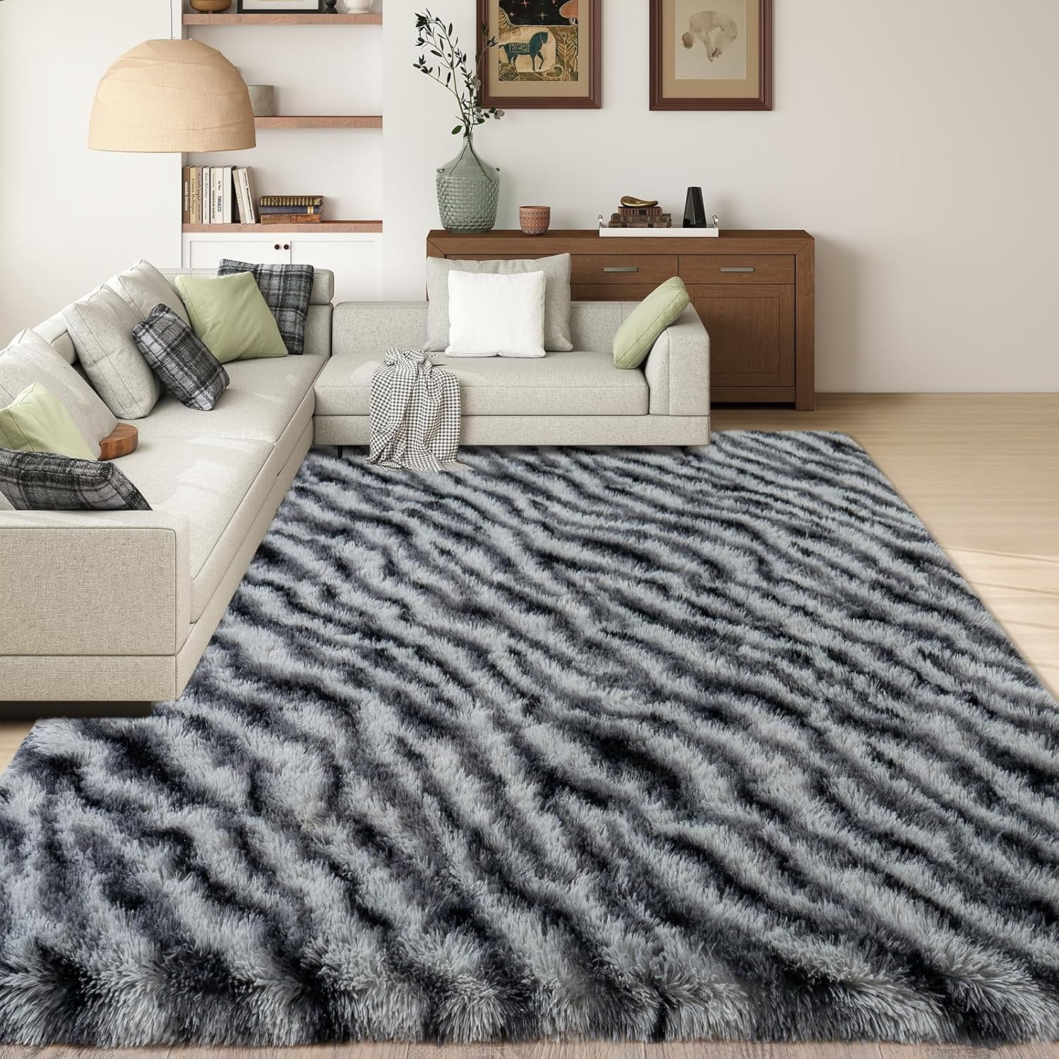 SOMOR 8x10 Large Area Rugs for Living Room, Ultra Soft Zebra Black ...