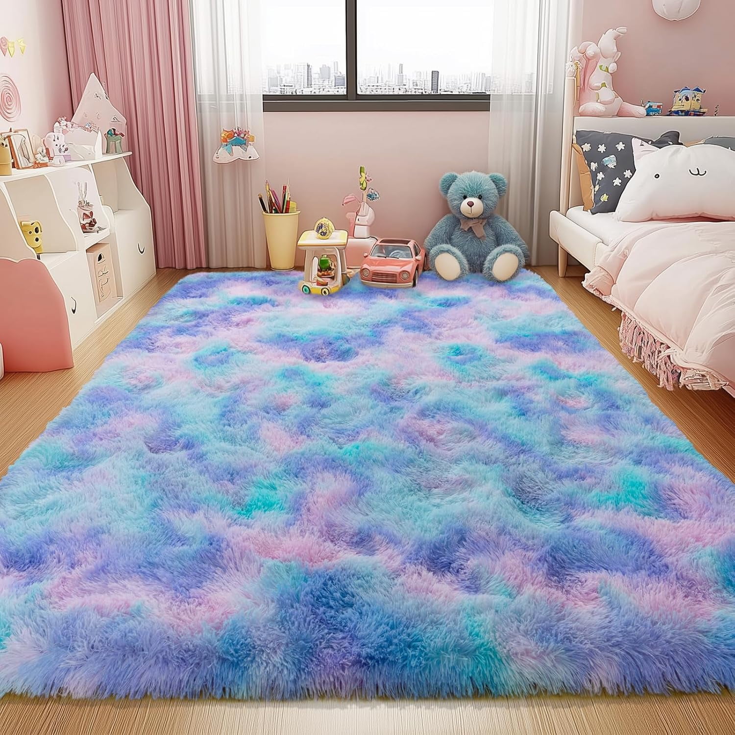 SOMOR 9x12 Large Area Rugs for Living Room, Ultra Soft Purple Rainbow ...