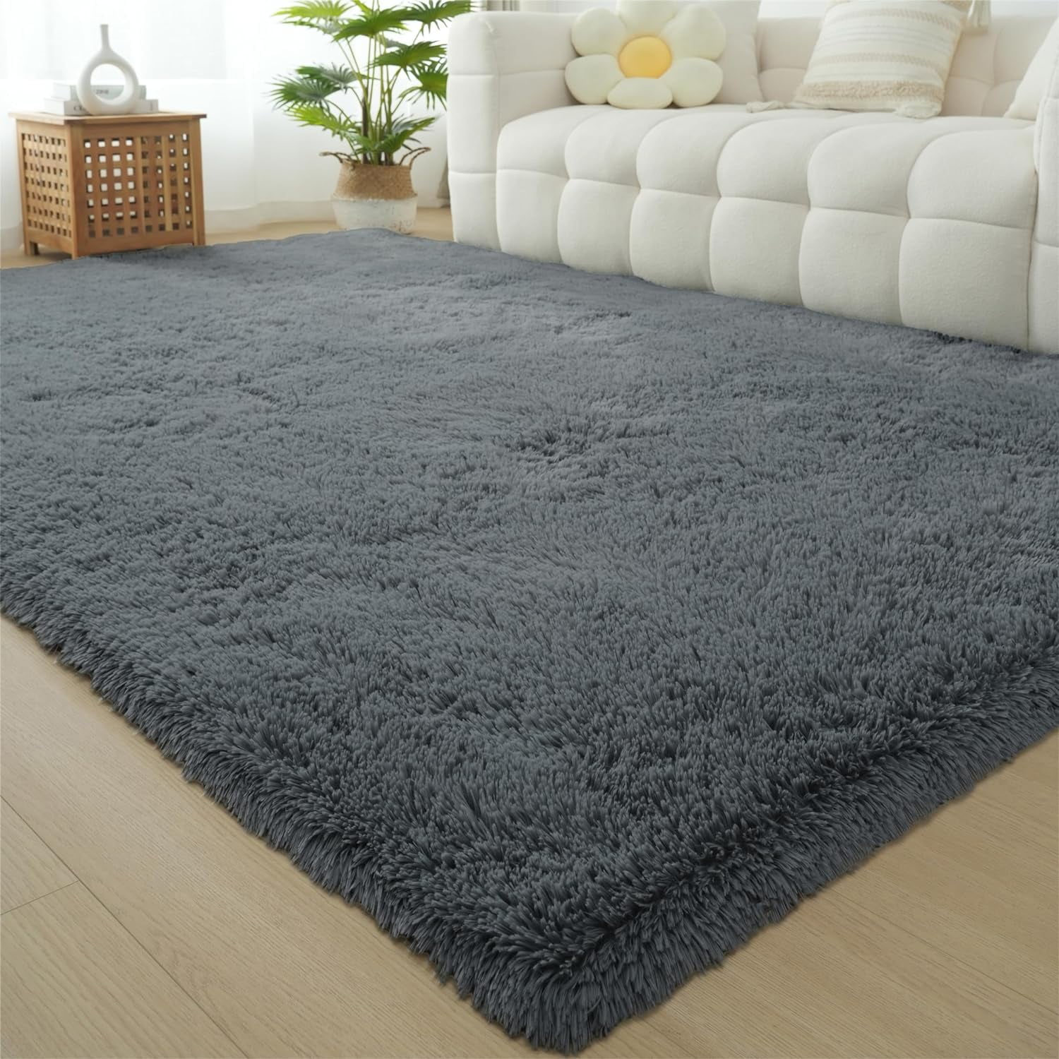 SOMOR Area Rugs 9x12 Living Room: Shag Area Rug for Living Room - Gray ...