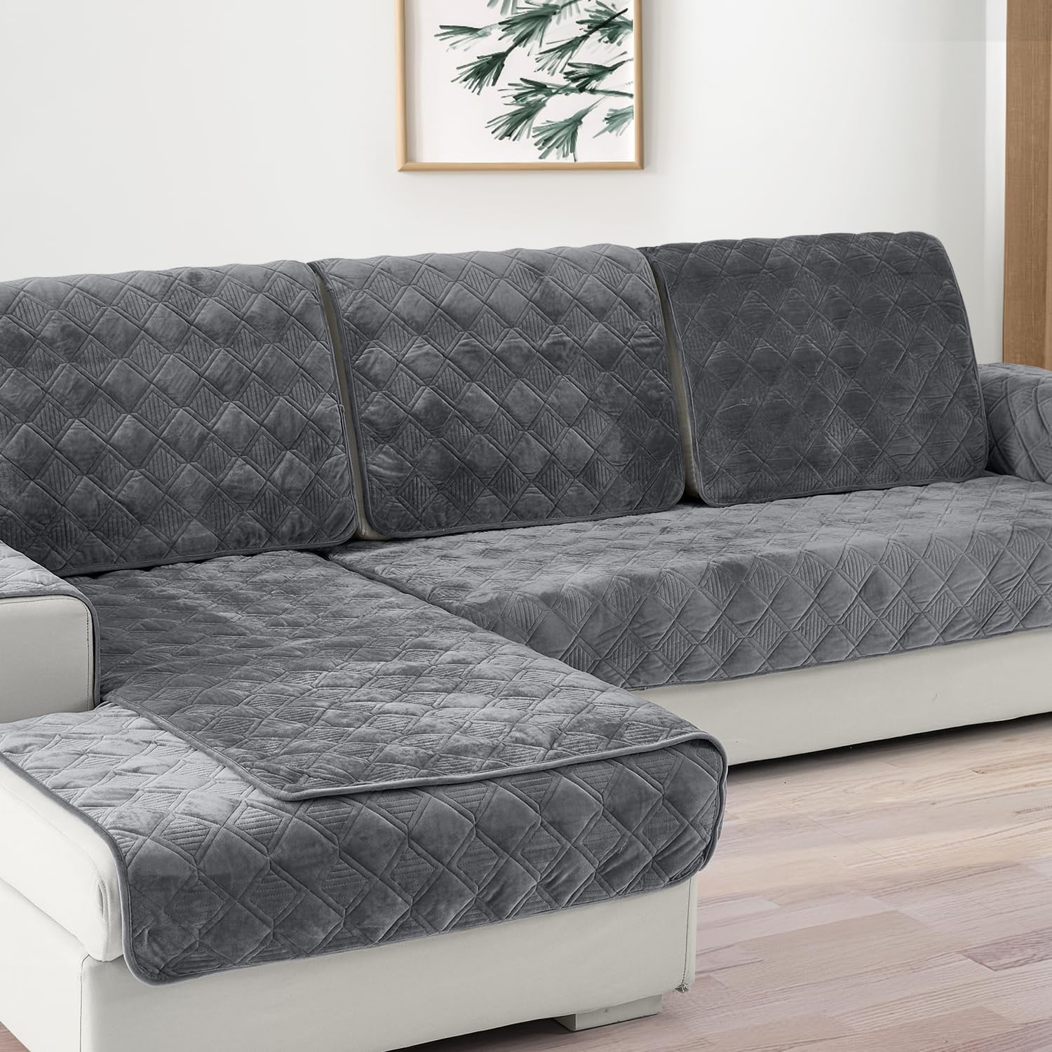 SOMOR Couch Cover, Sectional Couch Covers, Sofa Covers for 3 Cushion ...