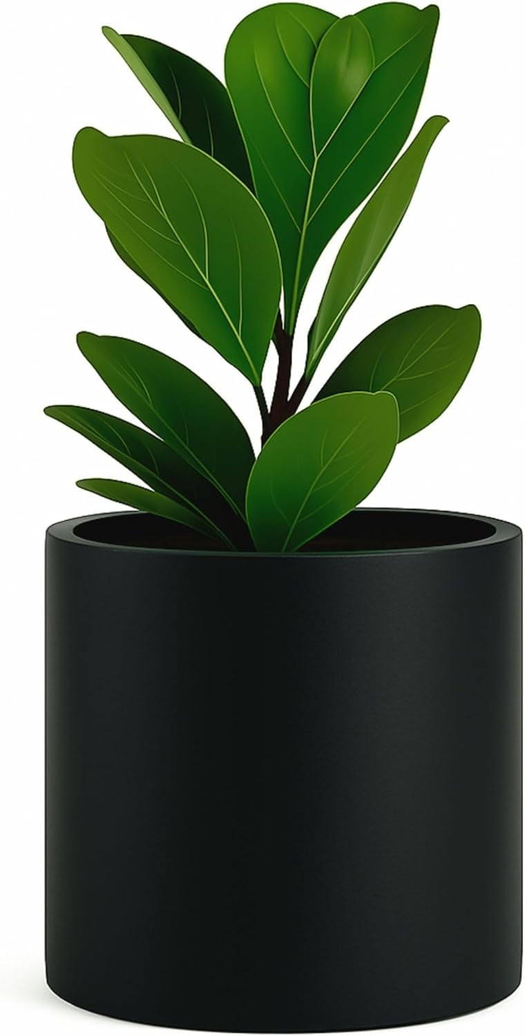 SOMOR Large 12 Inch Black Plant Pot — Premium Lightweight Fiberstone ...