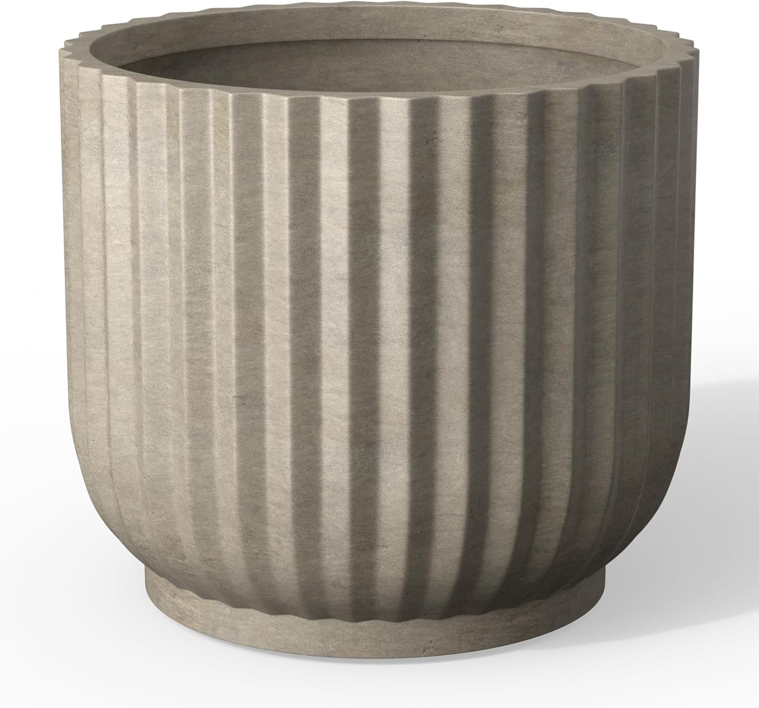 SOMOR Round Fulted Planter, 14 Inch Dia Large Concrete Plant Pots with ...
