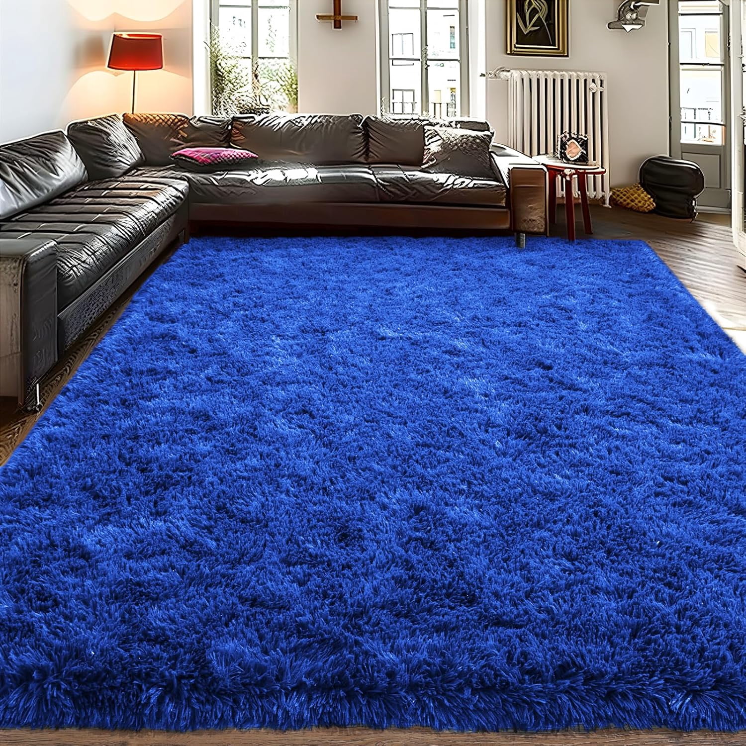 SOMOR Ultra Soft Rugs for Living Room 6x9 Royal Blue, Large Big Shag ...