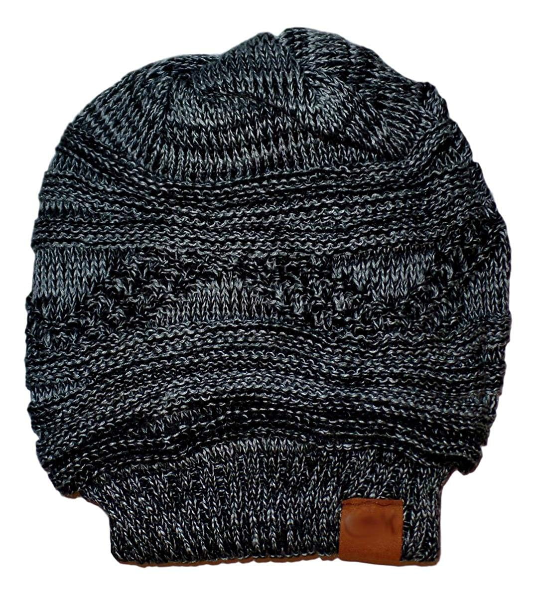 SONA G DESIGNS Versable Mixed Tones Color Knit Slouch Beanie for Bun ...