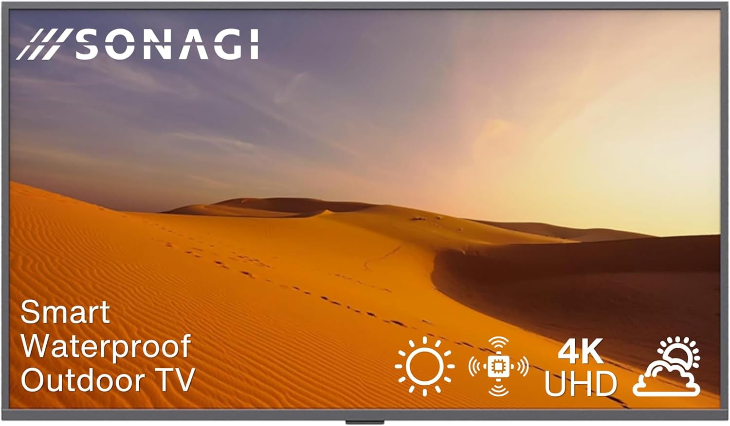 SONAGI 55” UHD Full-Sun Outdoor Smart TV (WebOS) with Waterproof Remote ...