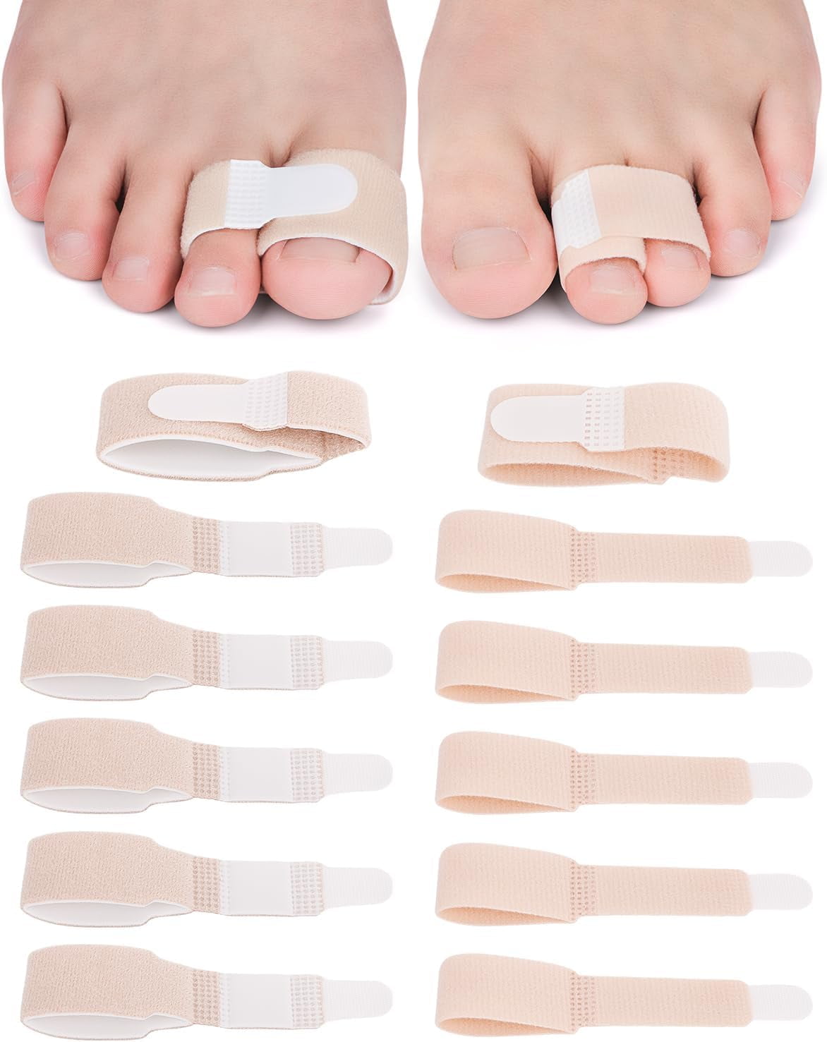 SONGAU 12 Pack Fabric Hammer Toe Corrector, Reusable Broken Toe ...