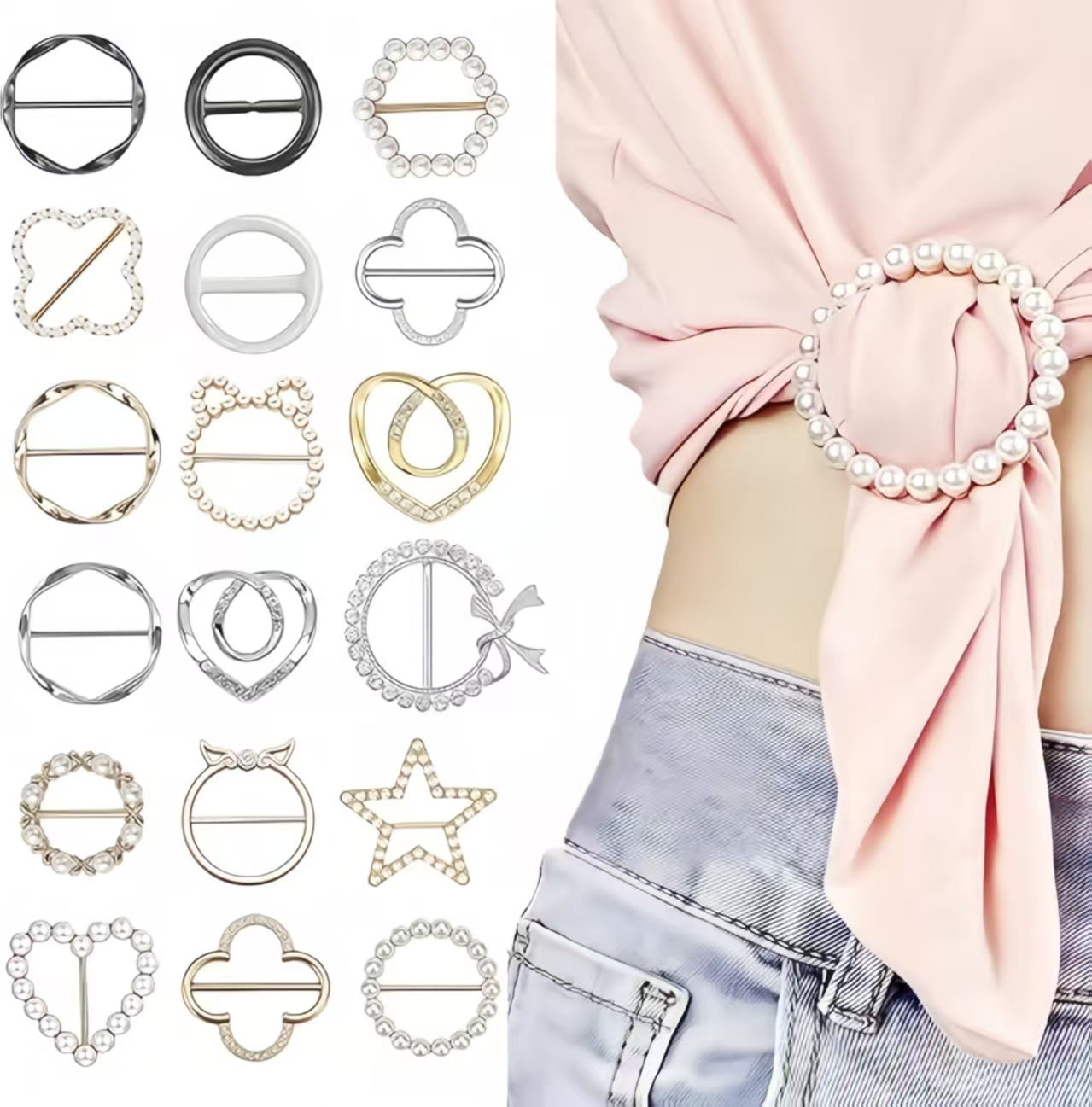 SONGAUN 18 Pcs Shirt Ties Clips For Women, T Shirt Tie Or Rings Clips ...