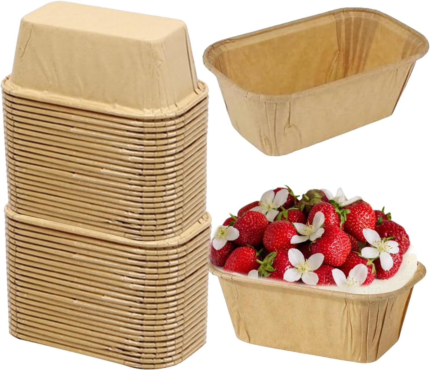 SONGAUN 50 PCS Mini Loaf Cake Cases - Greaseproof, Non-Stick, Baking ...