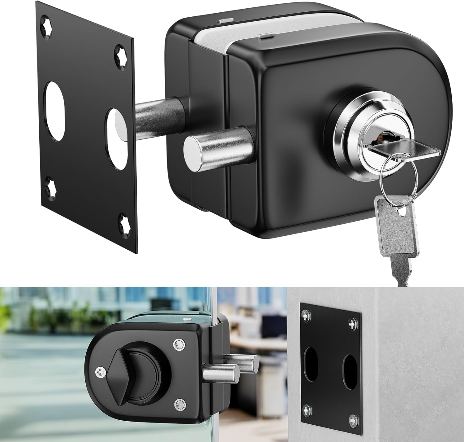 SONGAUN Frameless Double-Sided Glass Door Lock, Clamp-On No-Drill, 304 ...