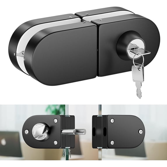 SONGAUN Frameless Double-Sided Glass Door Lock,Clamp-On No-Drill,304 ...