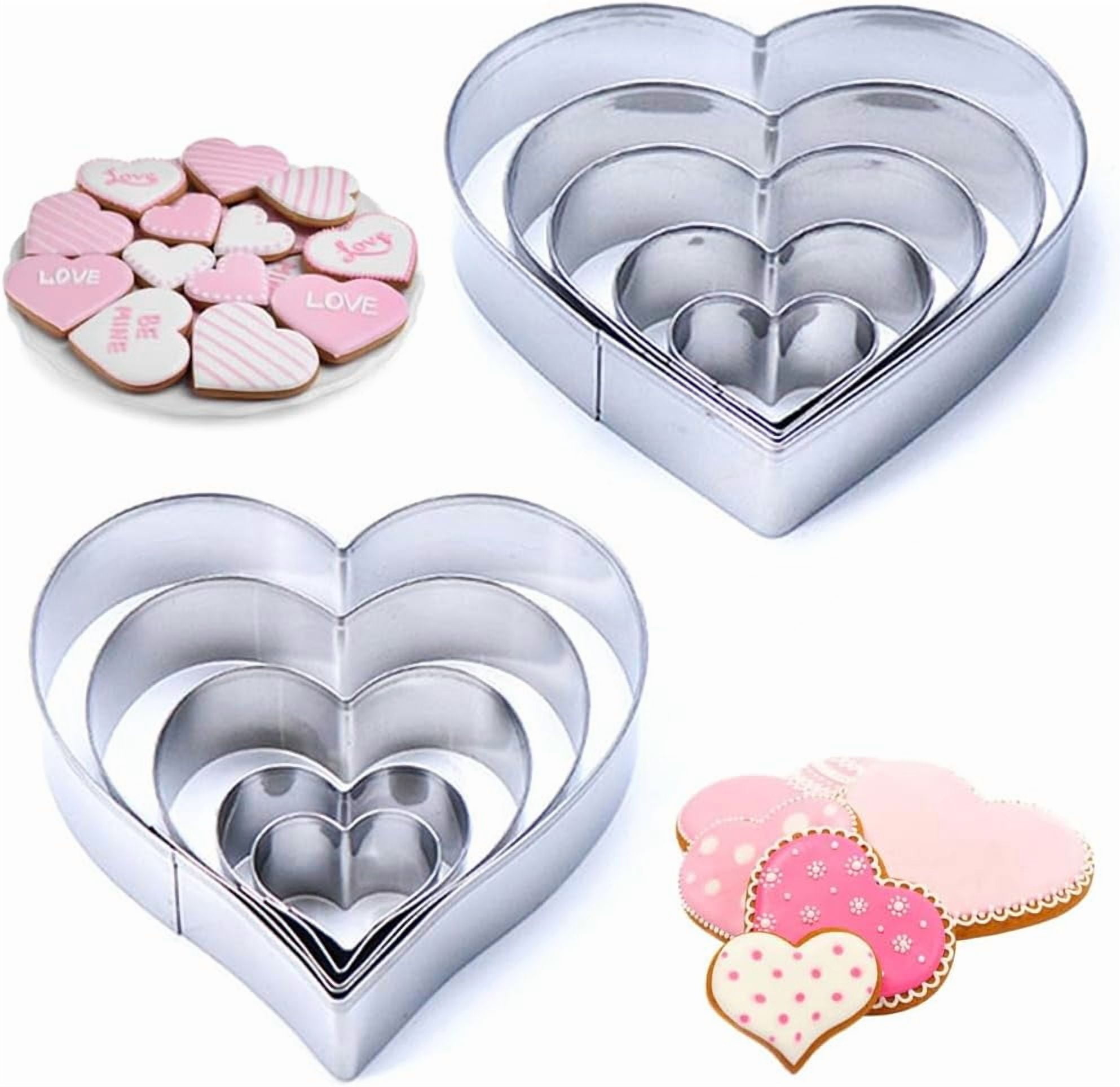 SONGAUN Heart Cookie Cutter Set, 10 Pieces, Stainless Steel Heart ...