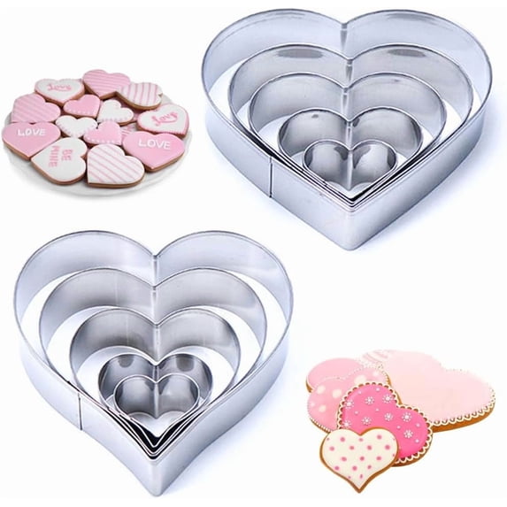 SONGAUN Heart Cookie Cutter Set, 10 Pieces, Stainless Steel Heart ...