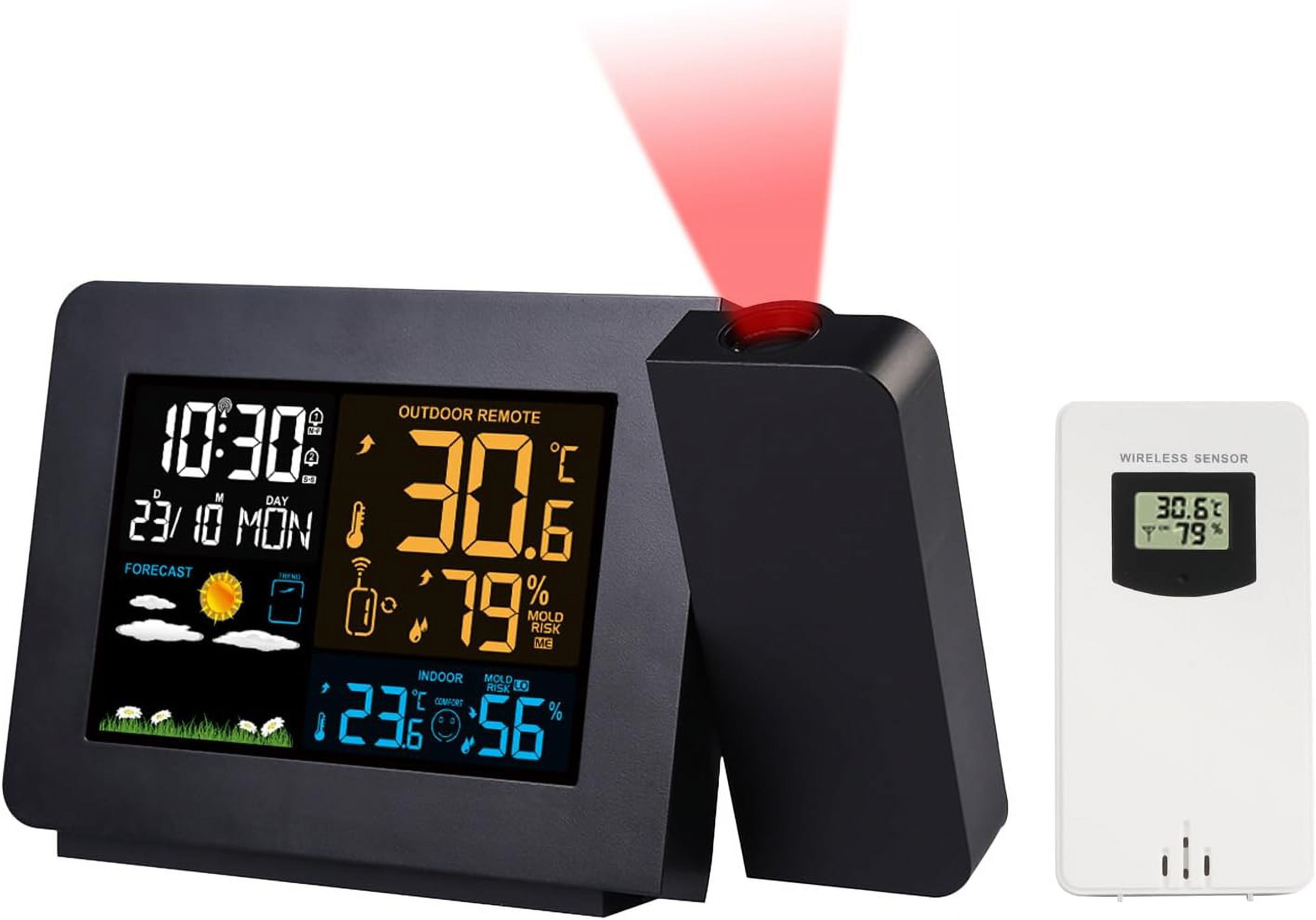 SONGAUN Projection Alarm Clock, Atomic Projector Clocks, Dual Alarms ...